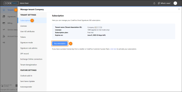 Licensing | CodeTwo Email Signatures 365 User's manual
