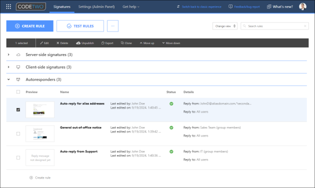 Automatic replies (Autoresponder) - Autoresponder overview | CodeTwo ...