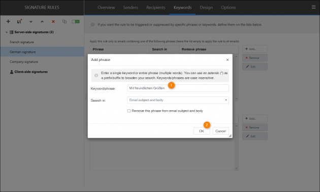 Examples of use - Add multiple-language signatures | CodeTwo Email Signatures for Office 365 ...