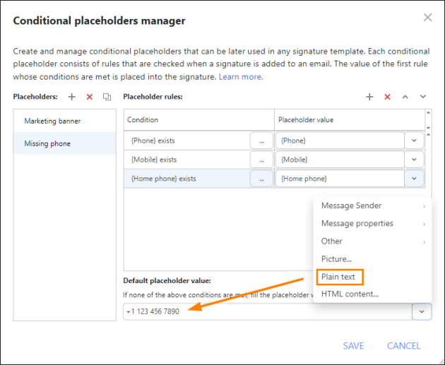 Email signatures - Design your signature - Conditional placeholders ...