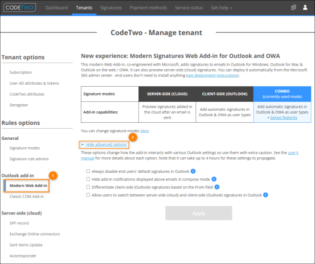 Get Started Deploy Codetwo Signatures Add In For Outlook Modern Web Add In Codetwo Email