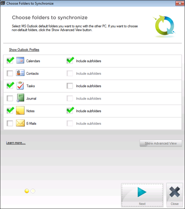 Choosing folders to synchronize | CodeTwo Outlook Sync User's manual Choosing folders to synchronize | CodeTwo Outlook Sync User's manual