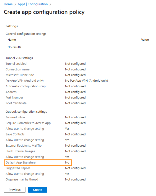 How to disable default email signatures in mobile Outlook apps using Intune