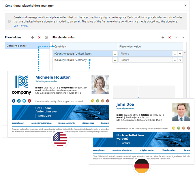 Conditional placeholders in Microsoft 365 email signatures