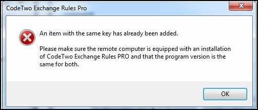 Error: An item with the same key has already been added Error: An item with the same key has already been added