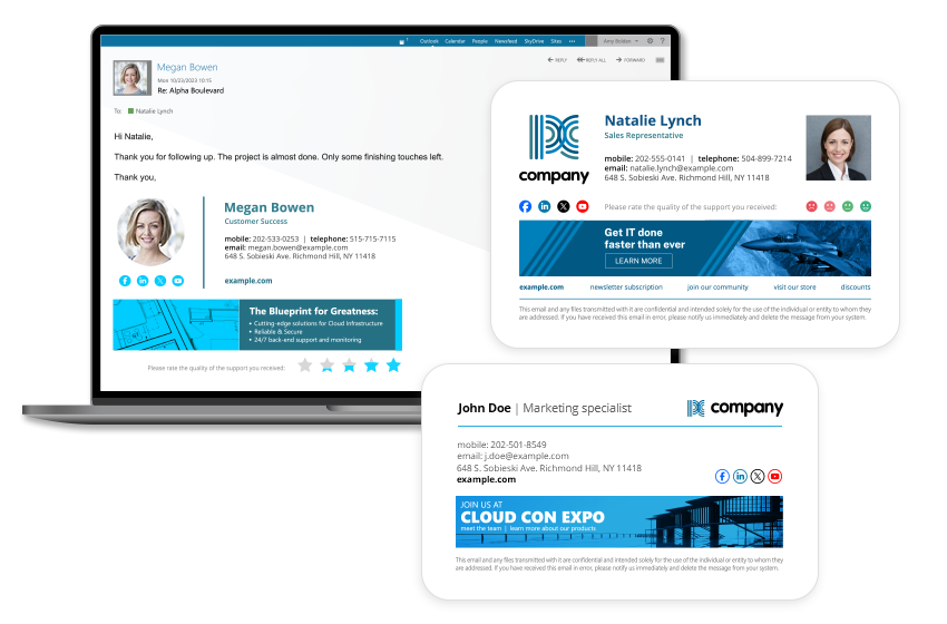 Email signatures for marketing purposes