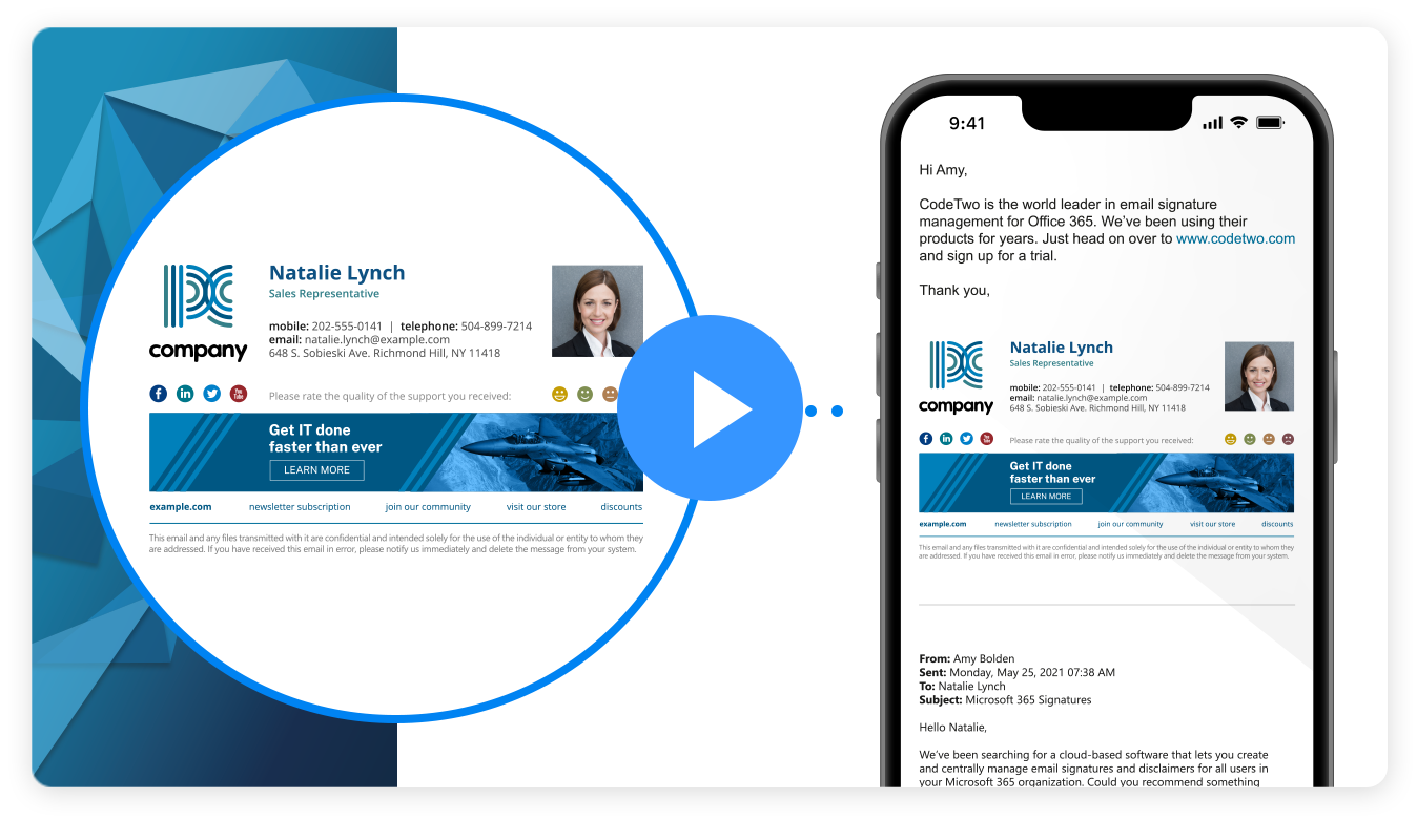 Central and automatic email signatures for Office 365